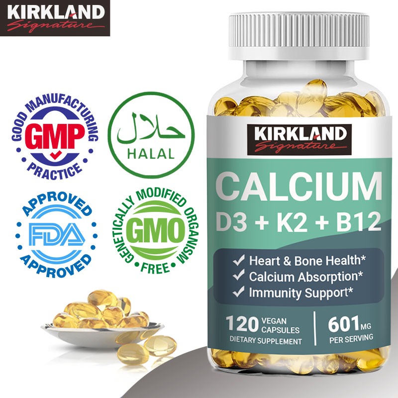 Kirkland Calcium with Vitamin D3, K2 & B12 Bone Health & Immune Support Cardiovascular Support ...