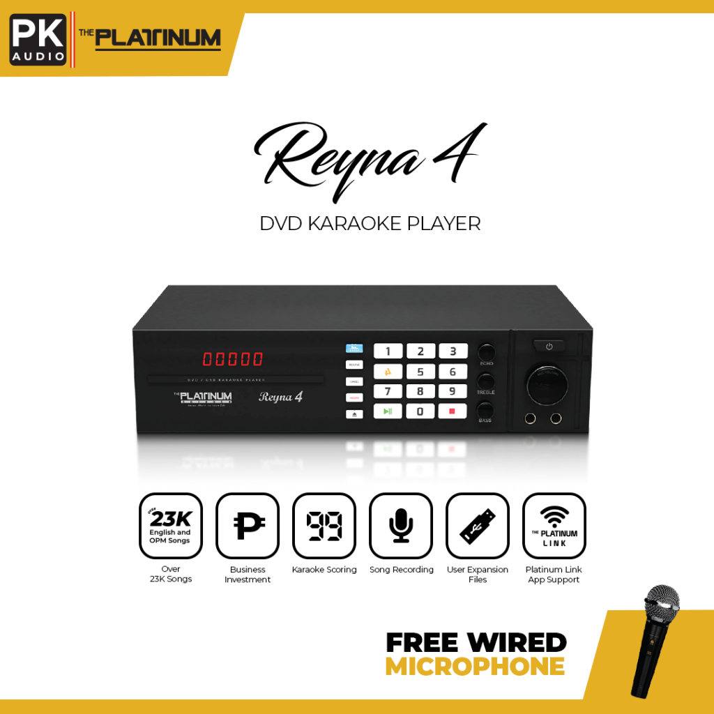 Platinum Karaoke Reyna 4 Player with 23,000++ Songs with Wired Microphone | Shopee Philippines