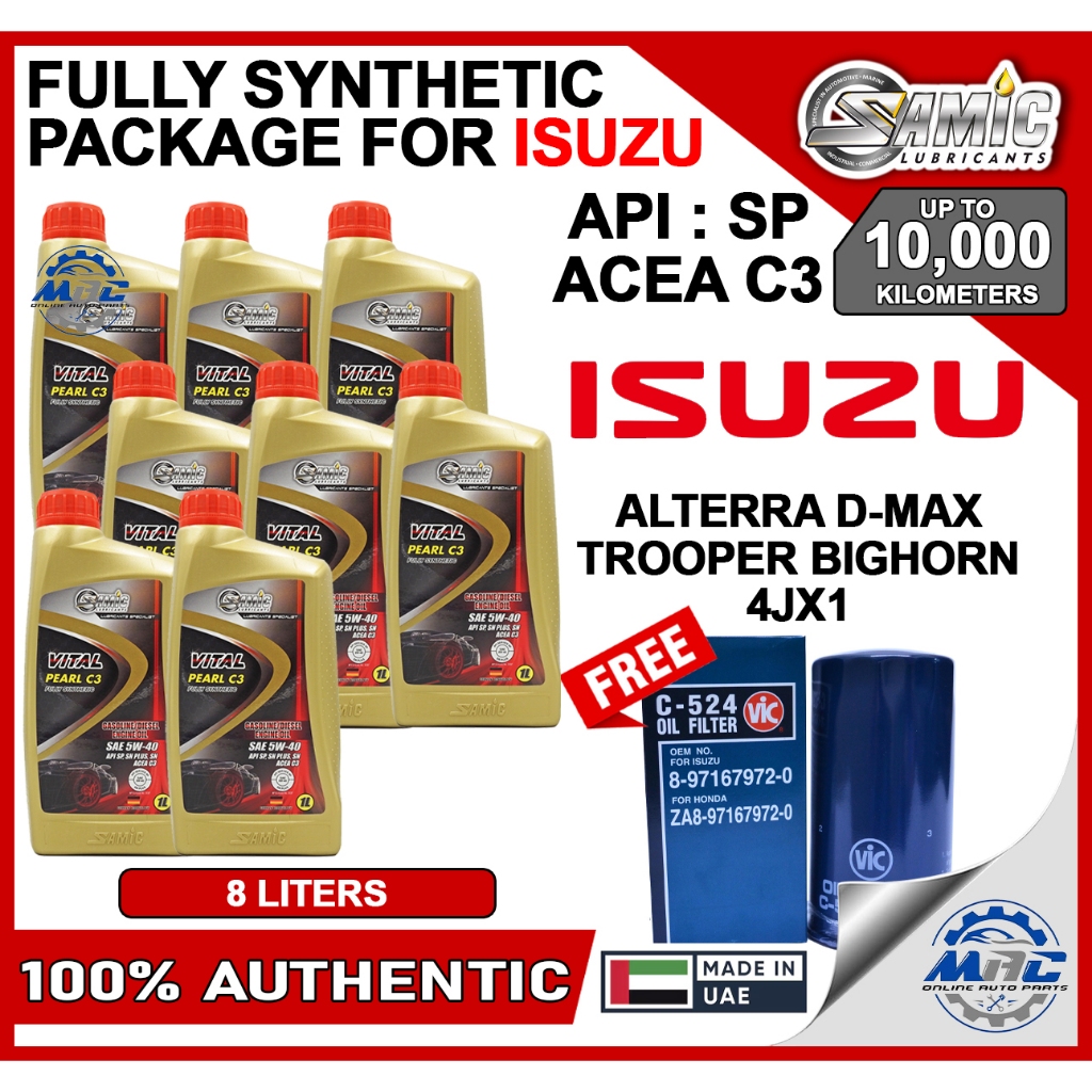 SAMIC VITAL PEARL C3 5W-40 8 liters ISUZU ALTERRA D-MAX TROOPER BIGHORN ...