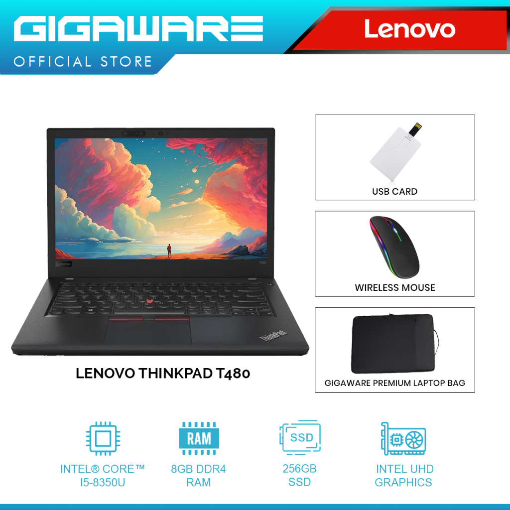 Lenovo ThinkPad T480 14" FHD (1920x1080), Intel Core i5-8350U 8/16/32GB DDR4 RAM, 256/512GB/1TB ...