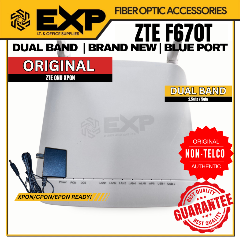 ZTE ONU ROUTER | F670L | DUAL BAND | BLUE PORT | XPON | NEW MODEL ...