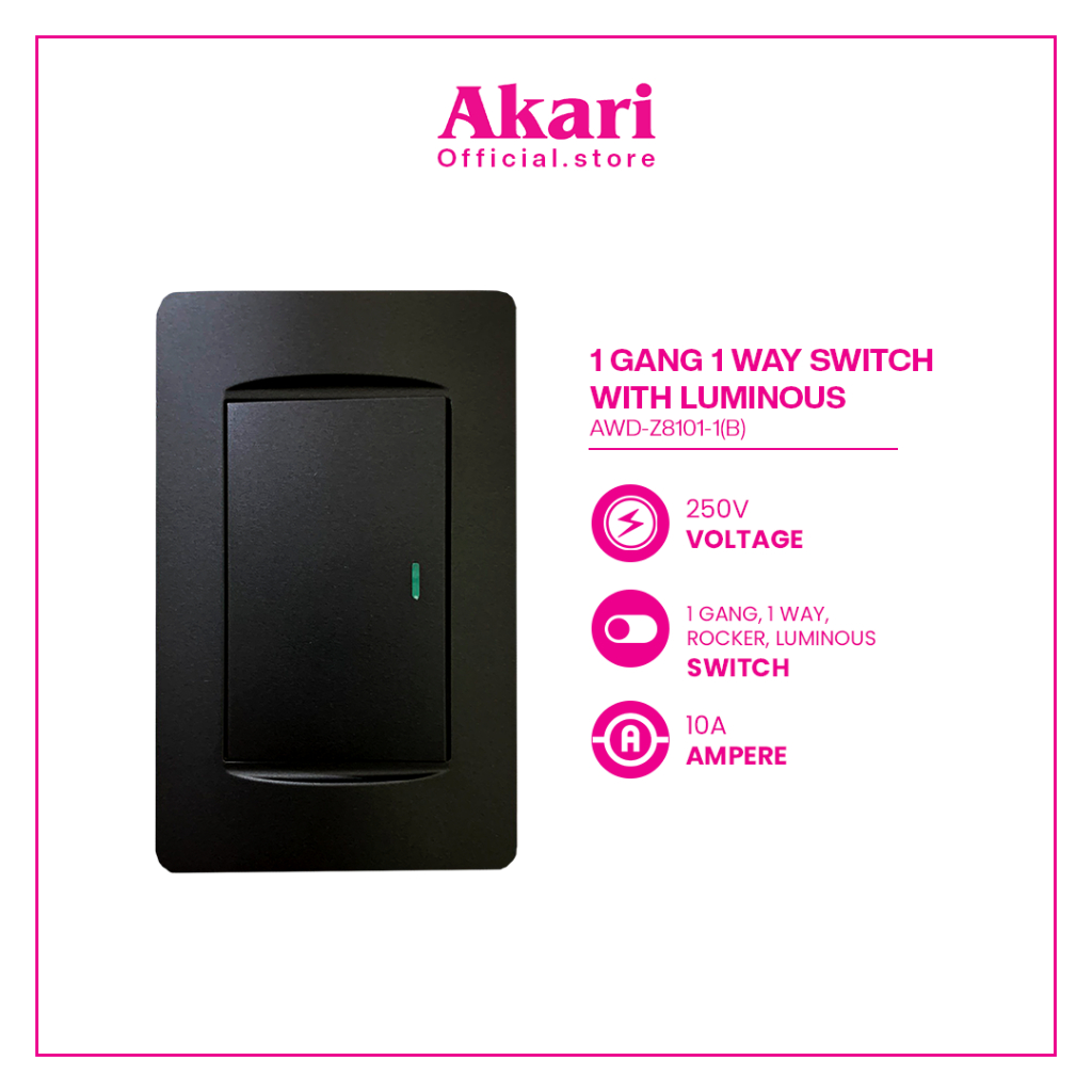 Akari 1 Gang 1 Way Switch with Luminous (AWD-Z8101-1(B)) | Shopee ...