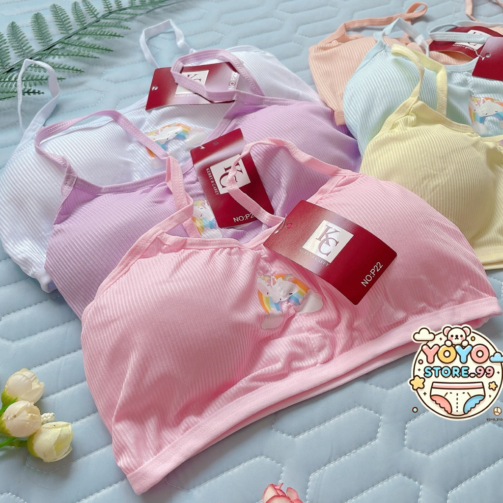 3-6pcs rainbow&unicorn spaghetti Baby bra Cotton Teenagers W/foam for 8 ...