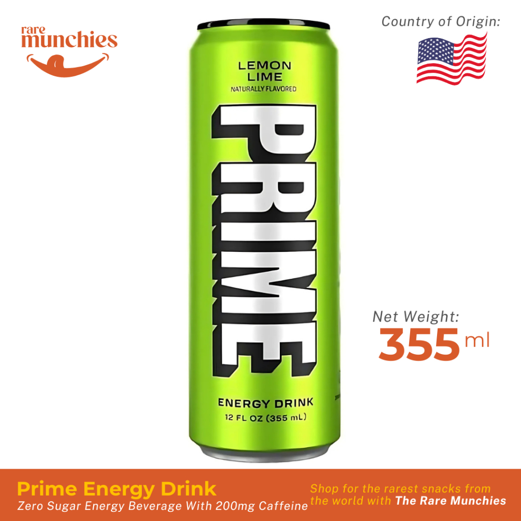 Prime Energy Drink Lemon Lime 355ml – Zero Sugar Energy Beverage With ...