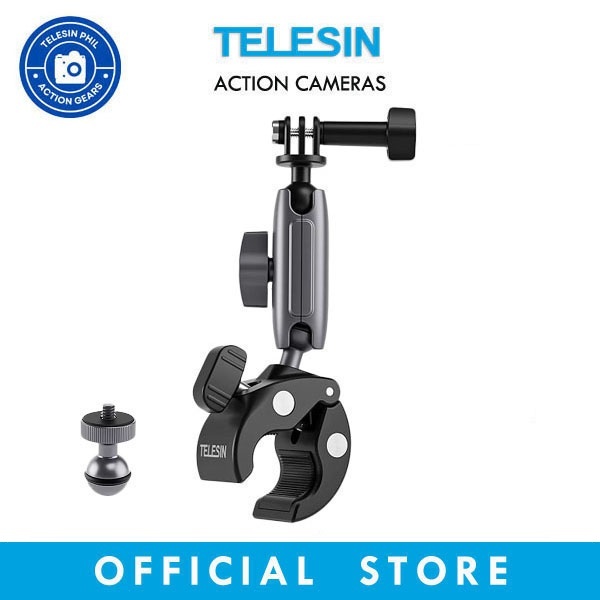 TELESIN Crab Claw Action Camera Aluminum Handlebar Tube Mount GoPro DJI ...