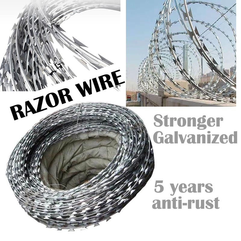 Barbed razor wire 100M for garden fence blade wire for house farm ...