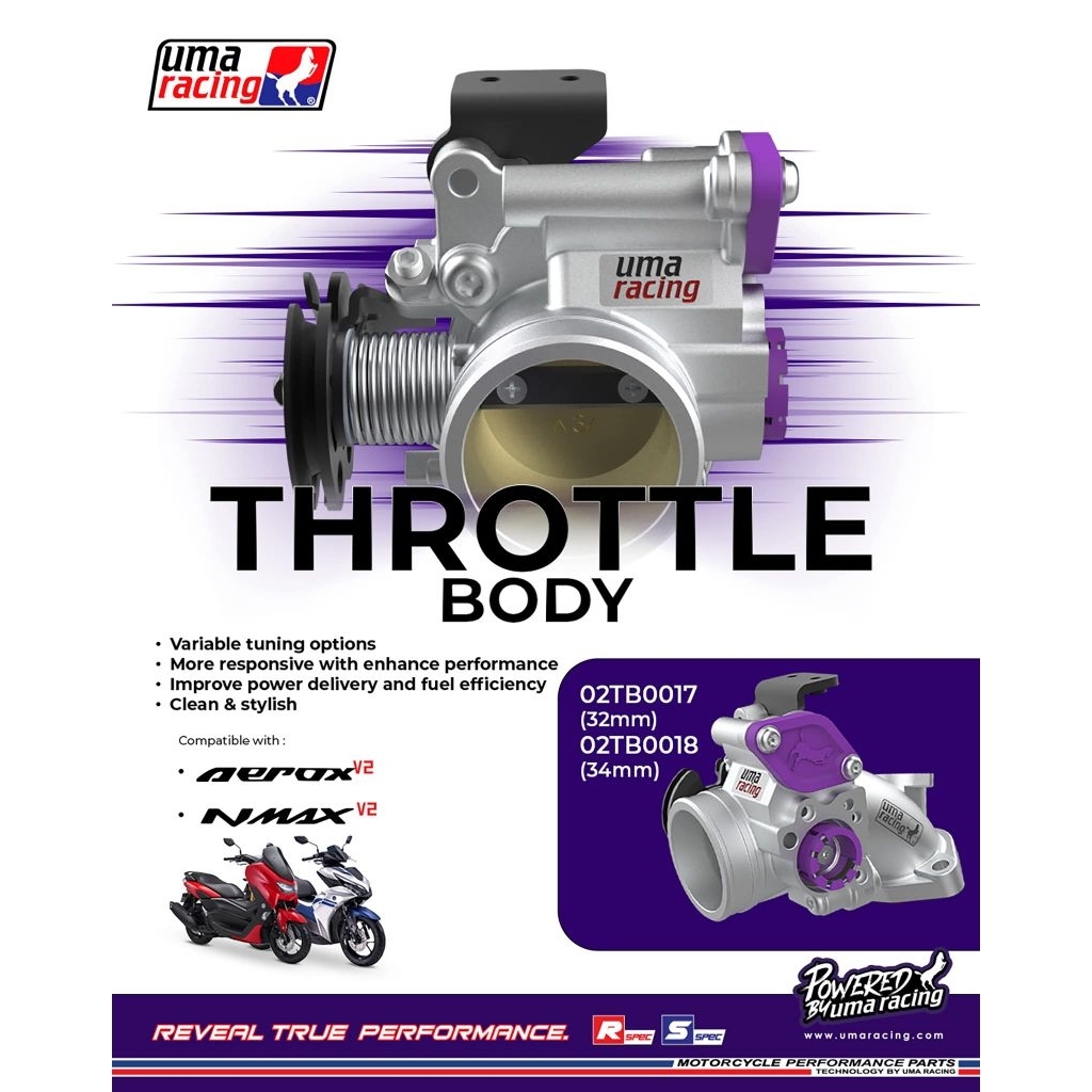 UMA THROTTLE BODY 34MM FOR NMAX V2 / AEROX V1 / AEROX V2 | Shopee ...