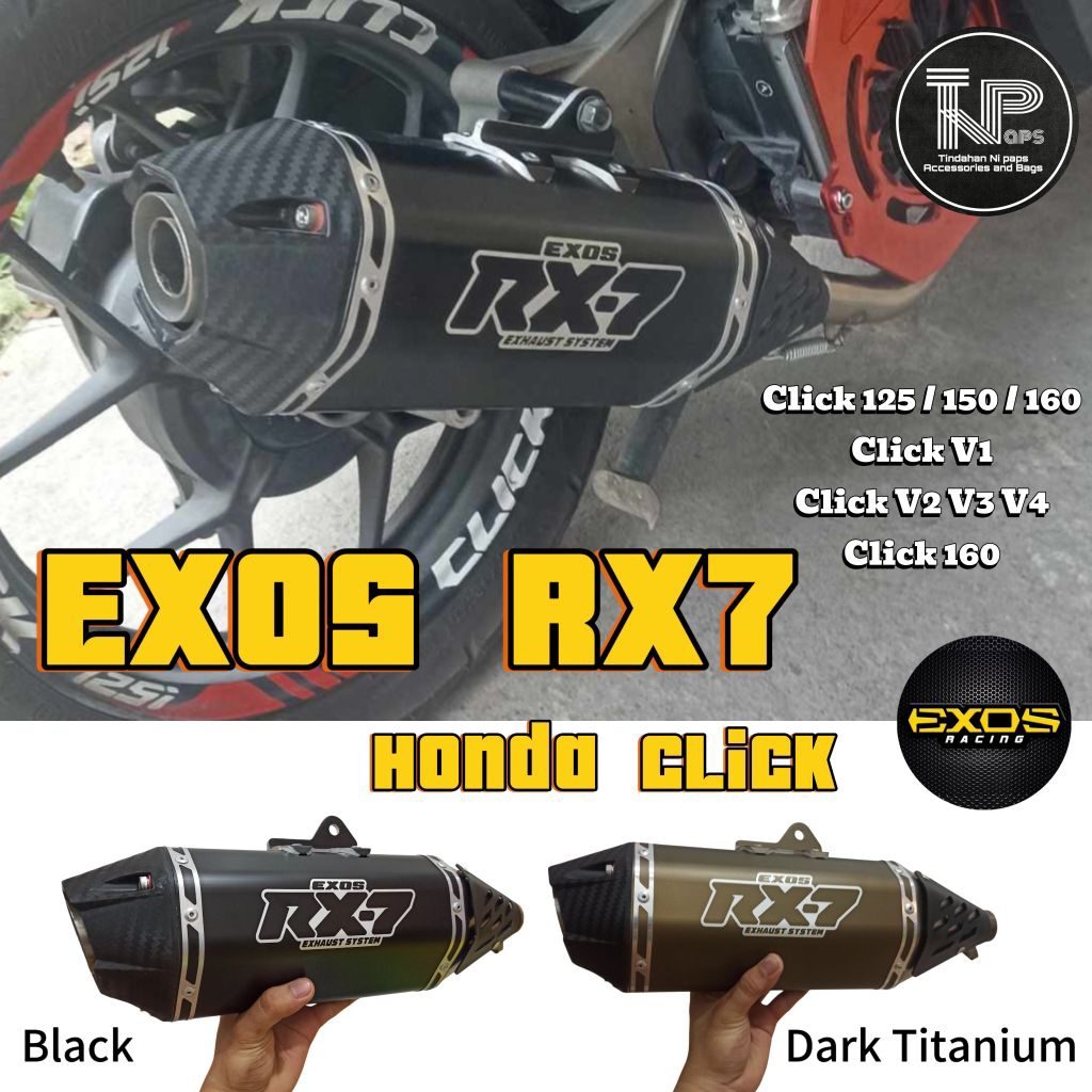 HONDA CLICK 125/150 V2 V3 V4 EXOS RX7 FULL EXHAUST SYSTEM (BLACK and ...