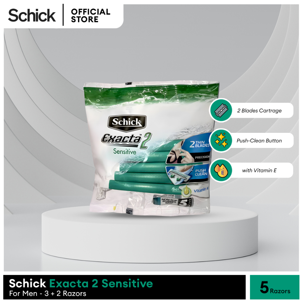 Schick Exacta 2 Sensitive PB3+2 Green with 5 Razors | Shopee Philippines