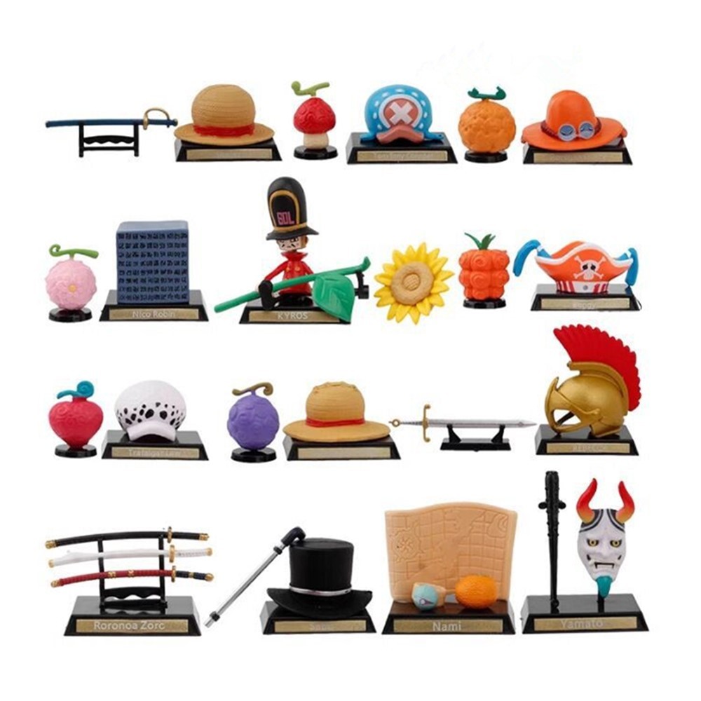 13 Pcs One Piece Luffy Grass Hat Devil Fruit Luo Hat Props Collection ...