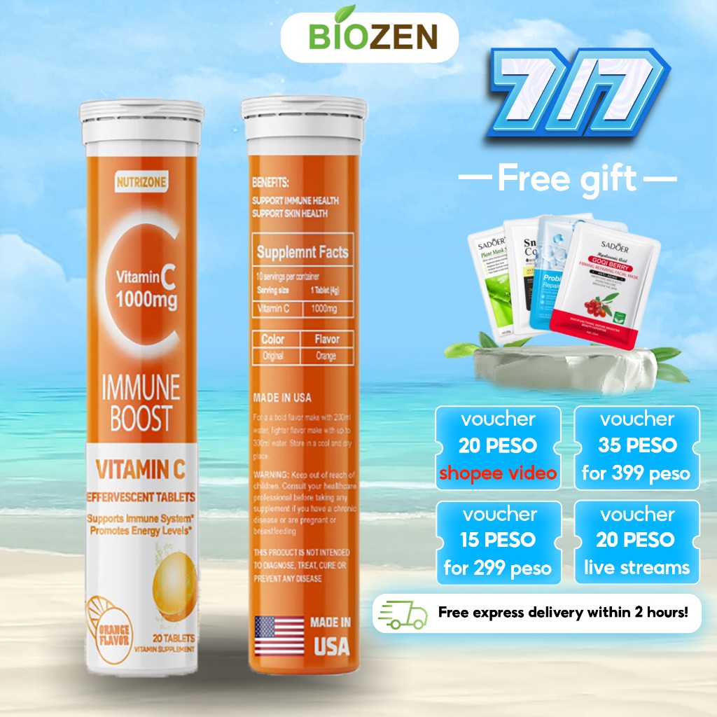 Vitamin C Effervescent Tablet Nutrizone 1000mg Immune Boost Support ...