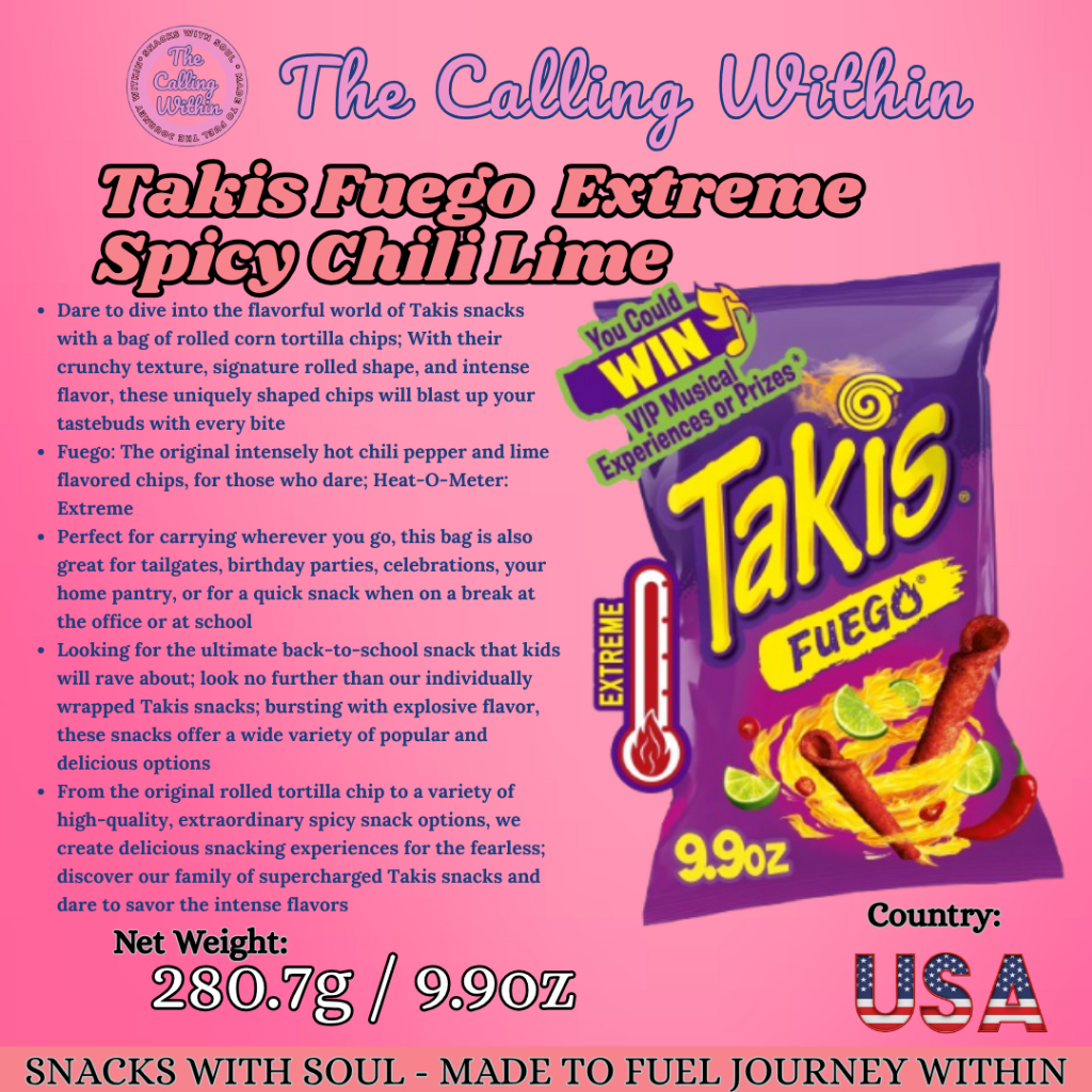 Takis Fuego 9oz - Extreme Spicy Chili Lime Rolled Tortilla Chips USA ...