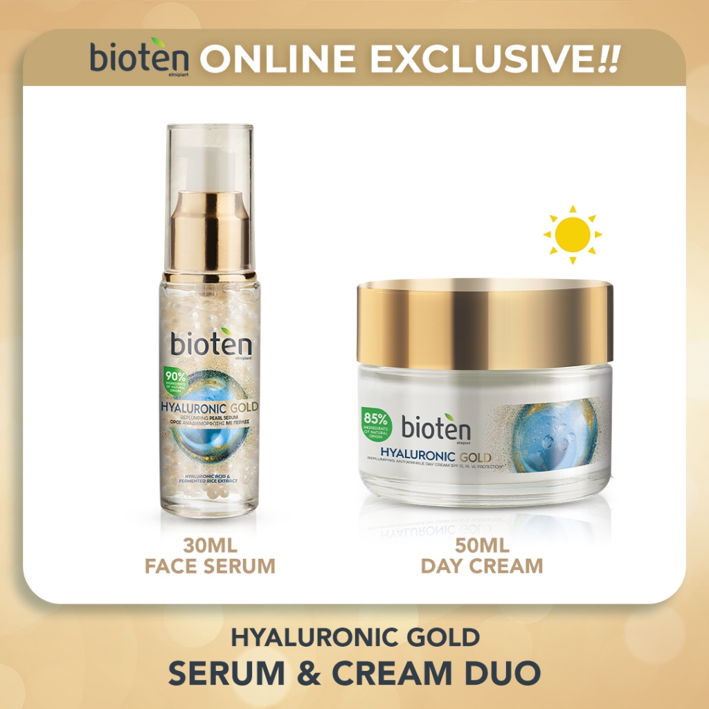 Bioten Serum & Cream Duo: Hyaluronic Gold Serum + Day Cream | Shopee ...
