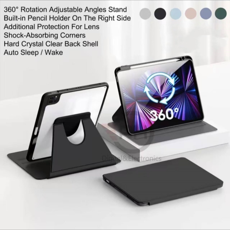 For Samsung Tab A7 Lite A9 A11 S7 S8 S9 S10 FE Plus S11 T220 T225 360 Rotate with Pencil Holder ...