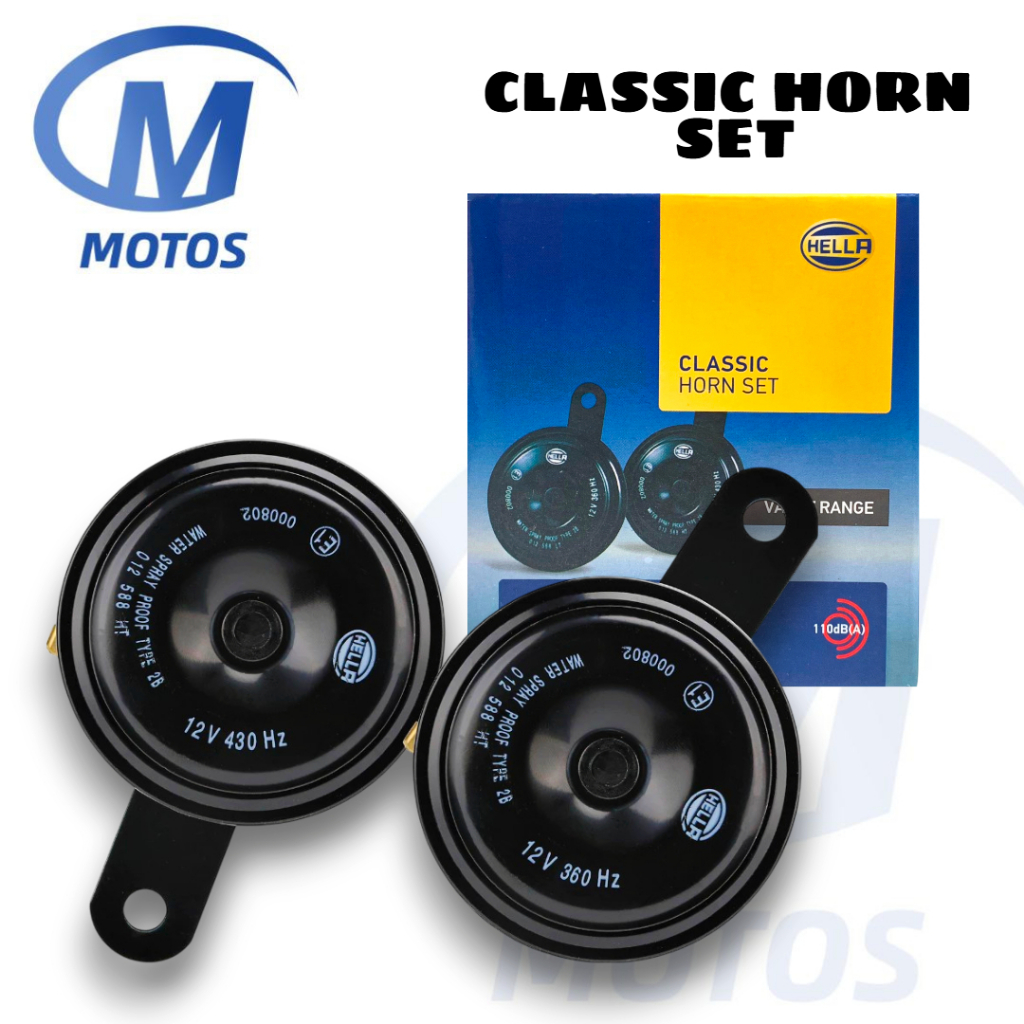 MOTOSPH 1PAIR HELLA CLASSIC HORN SET 12V FOR MOTORCYCLE | Shopee ...