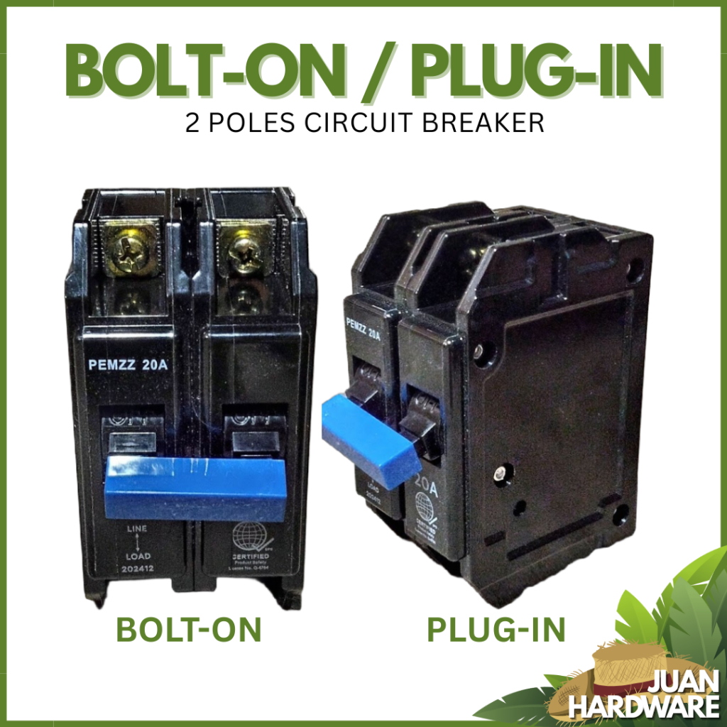 Circuit Breaker Plug-in/ Bolt-on 2 Pole 15A 20A 30A 40A 60A Black ...