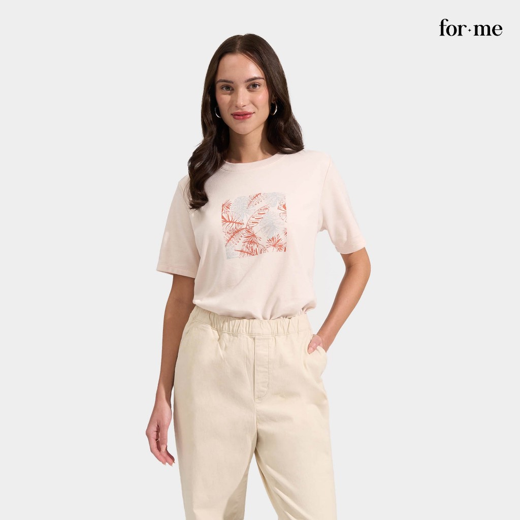 ForMe Metallic Foliage Tee T-Shirt For Women (Cream) | Shopee Philippines