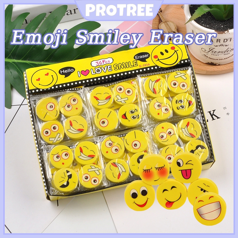 Protree 4pcs Emoji smiley eraser school supplies smiley face eraser ...