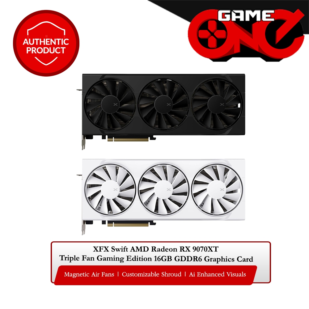 XFX Swift AMD Radeon RX 9070XT Triple Fan Gaming Edition 16GB GDDR6 ...