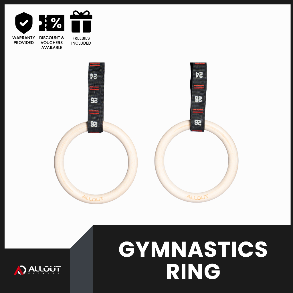 Wooden Gymnastic Rings | All Out Fitness Adjustable Rings for ...