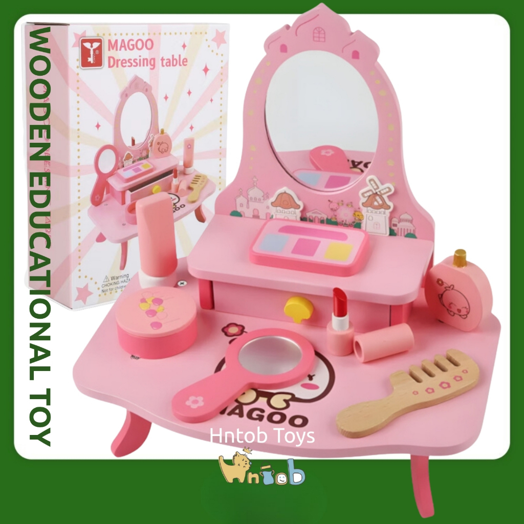 Hntob 32*30cm Wooden Dresser Set Little Princess Dressing Table Play ...