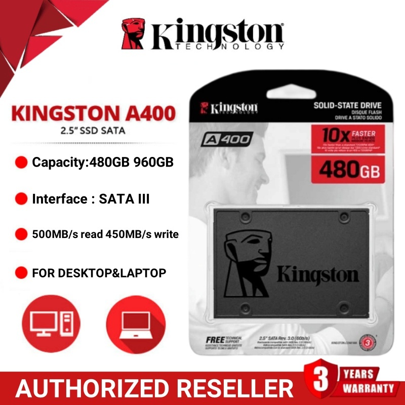 Kingston ssd A400 480GB 960GB SSD SATA3 2.5(SA400S37/480G/960GB)Solid State Drive | Shopee ...