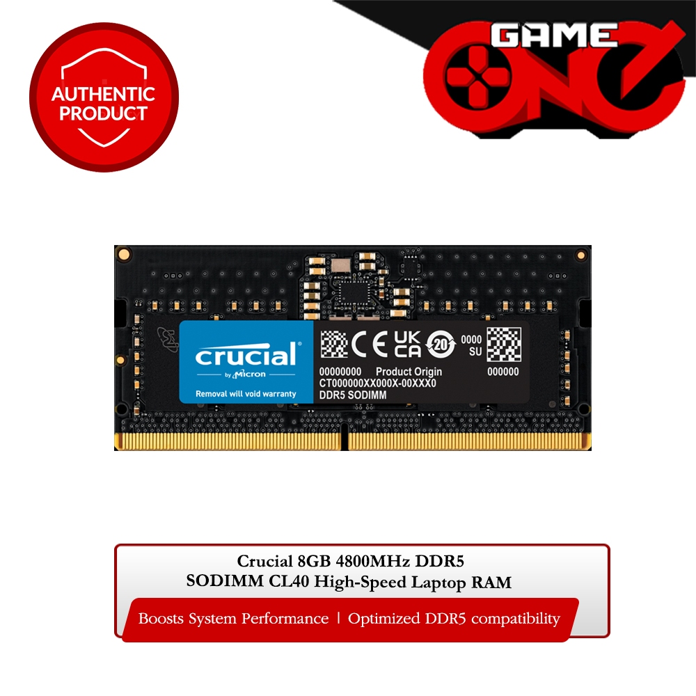 Crucial 8GB 4800MHz DDR5 SODIMM CL40 High-Speed Laptop RAM (CT8G48C40S5) | Shopee Philippines
