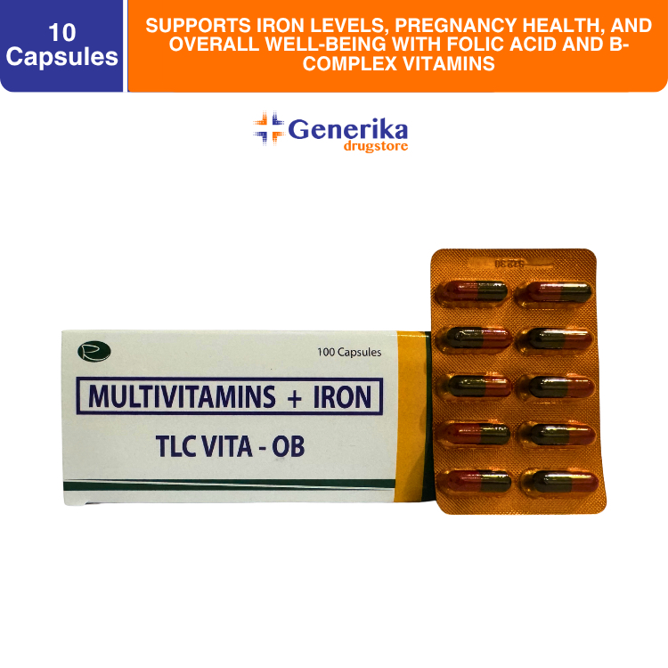 TLC Vita-OB Ferrous Fumarate with Folic Acid + B-Complex- Pack of 10 ...