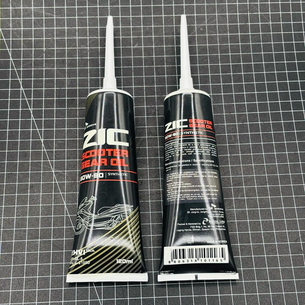 ZIC SCOOTER GEAR OIL 80W90 SYNTHETIC VHVI TECH API GL-5 120ML 1PC [NEW ...