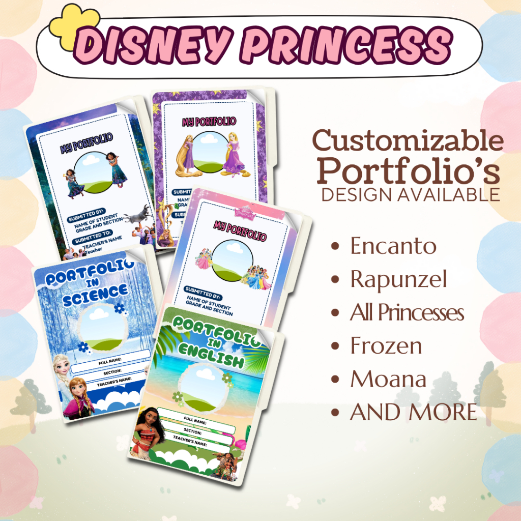 Disney Princess Portfolio Folder Clear Book School Cover Customized ...