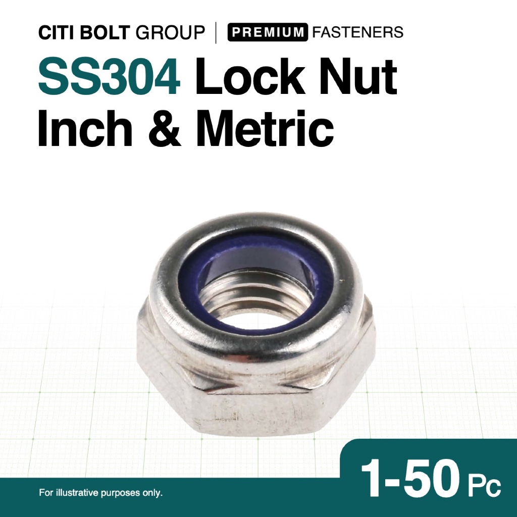 1-50pc Stainless Steel Nylon Lock Nut / Self-Locking Nut | Shopee ...