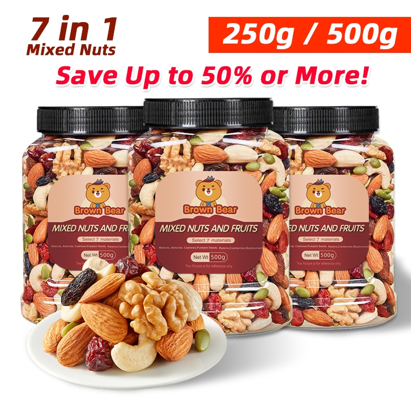7 In 1 Mixed Nuts and Fruits Daily Snacks Trail Mix 250g / 500g ...
