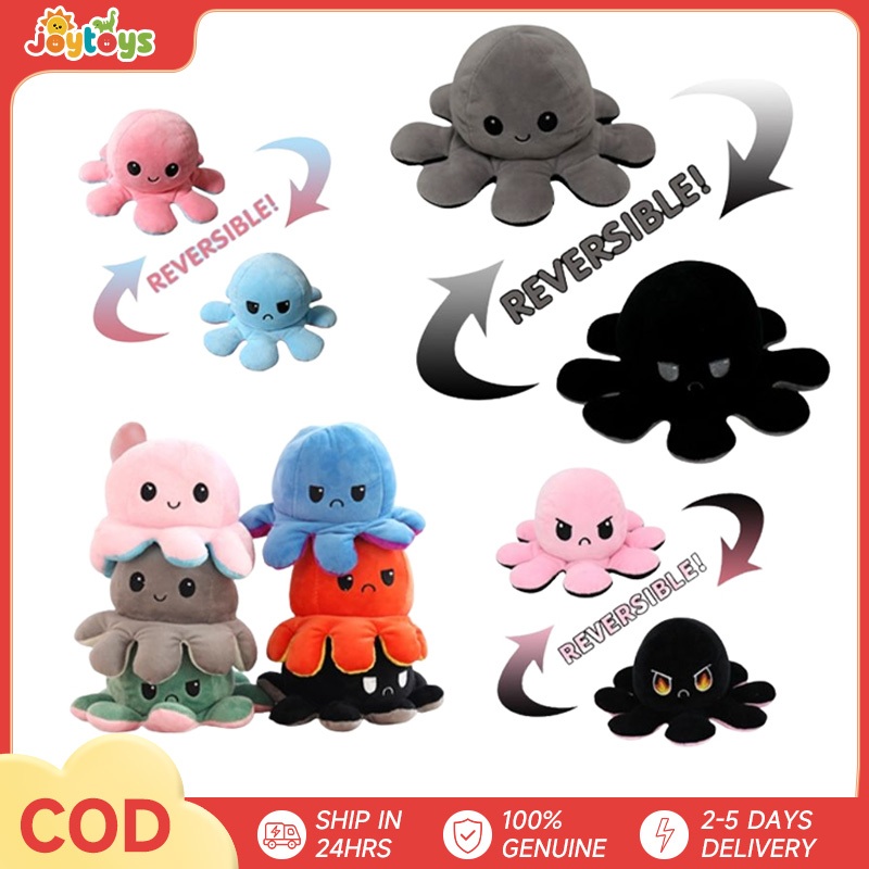 Reversible Flip Stuffed Octopus Plush Doll Soft Simulation Reversible ...