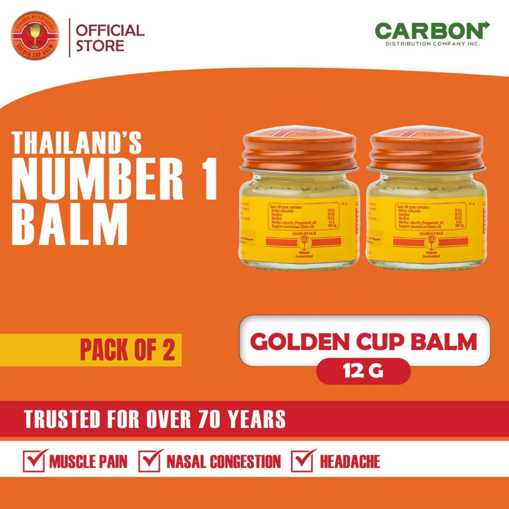(2pcs) Golden Cup Balm 12g Glass Bottle Thailand Herbal Balm | Shopee ...