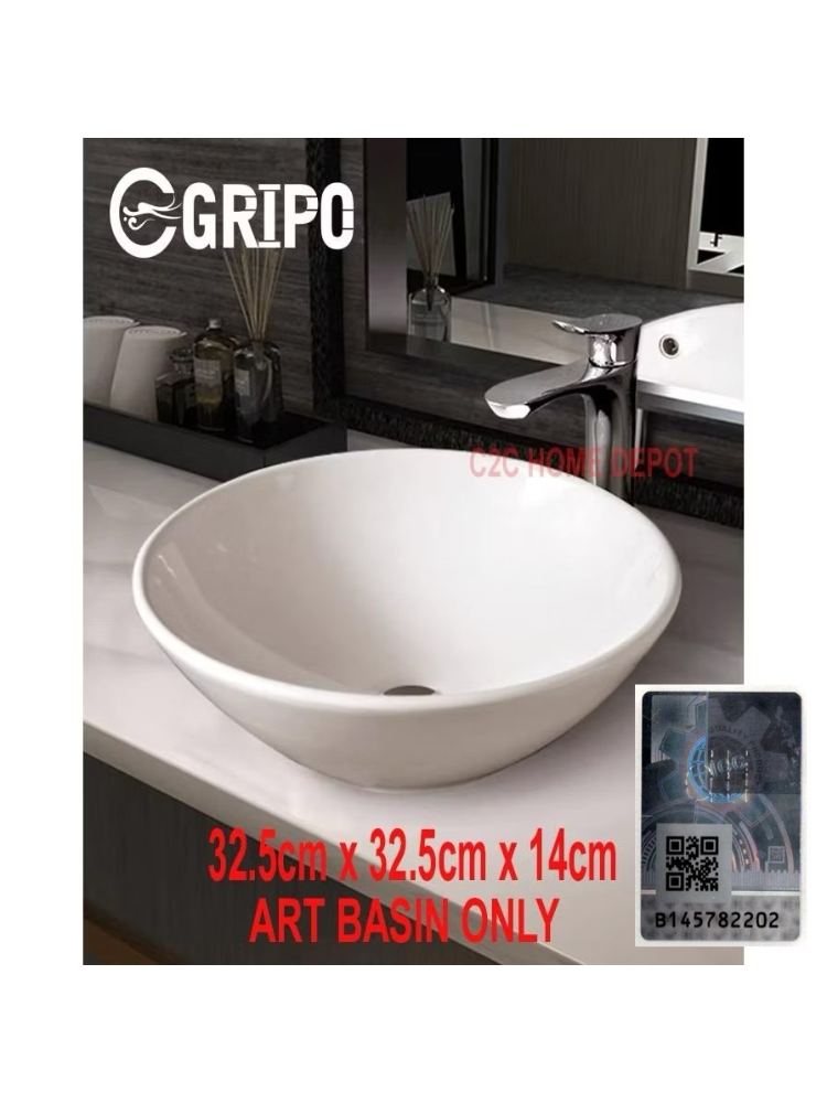 GRIPO High Quality Modern white ceramic bathroom counter basin GP0601B ...