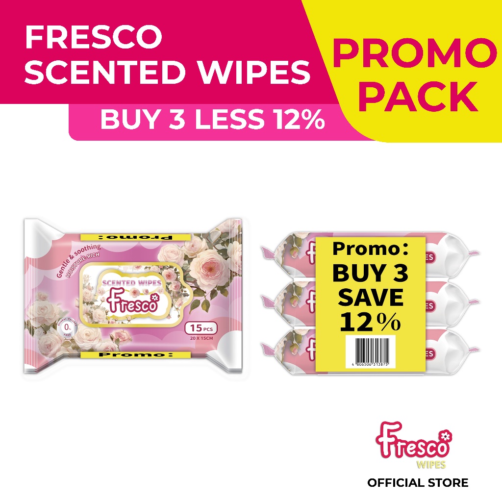 Fresco Scented Wipes 15s Promo Pack (Buy 3 Save 12%) | Shopee Philippines