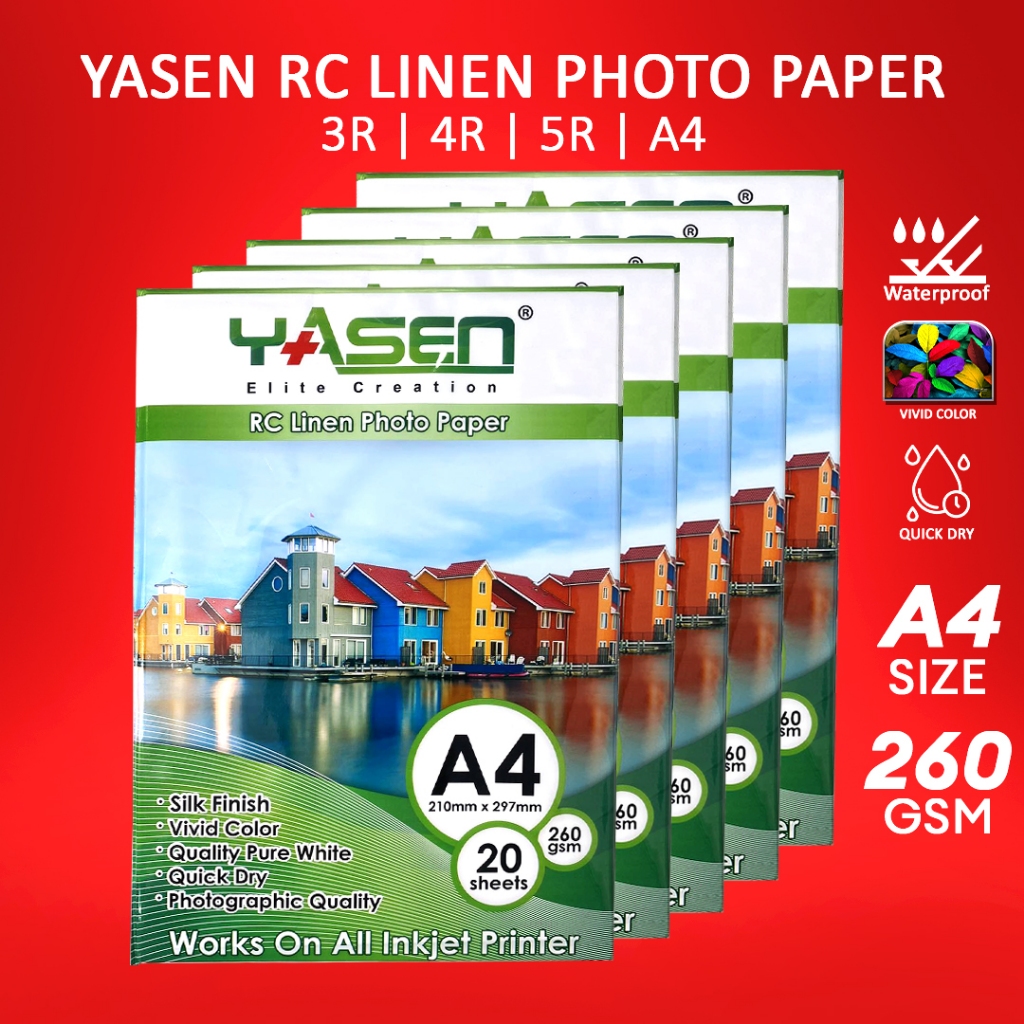 Yasen RC Linen Woven 3R 4R 5R A4 Premium Photo Paper 260GSM Resin ...