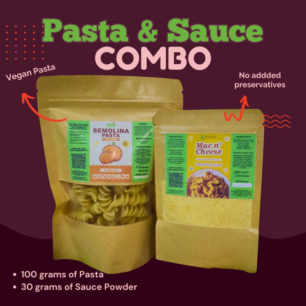 Semolina Pasta(for Babies) & Sauce Combo - Soy-Free, Dairy-Free, Plant ...