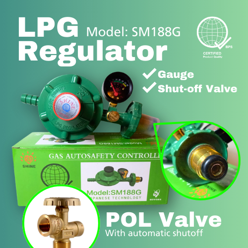 LPG Regulator POL Valve SM188G with Gauge and Auto-shutoff Switch ...