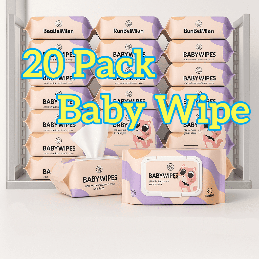 20 Packs Baby Wipes, 80 Sheets Per Pack, Alcohol-Free, Fragrance-Free ...