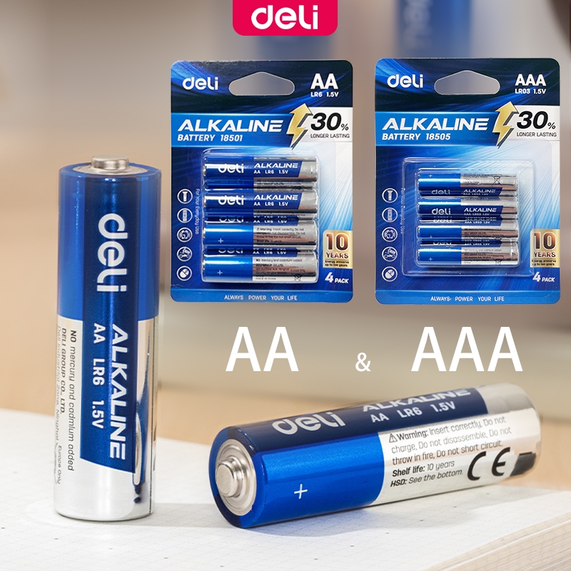 Deli 4PCS/2PCS Extra Heavy Duty Alkaline Battery AA AAA For Minifan ...