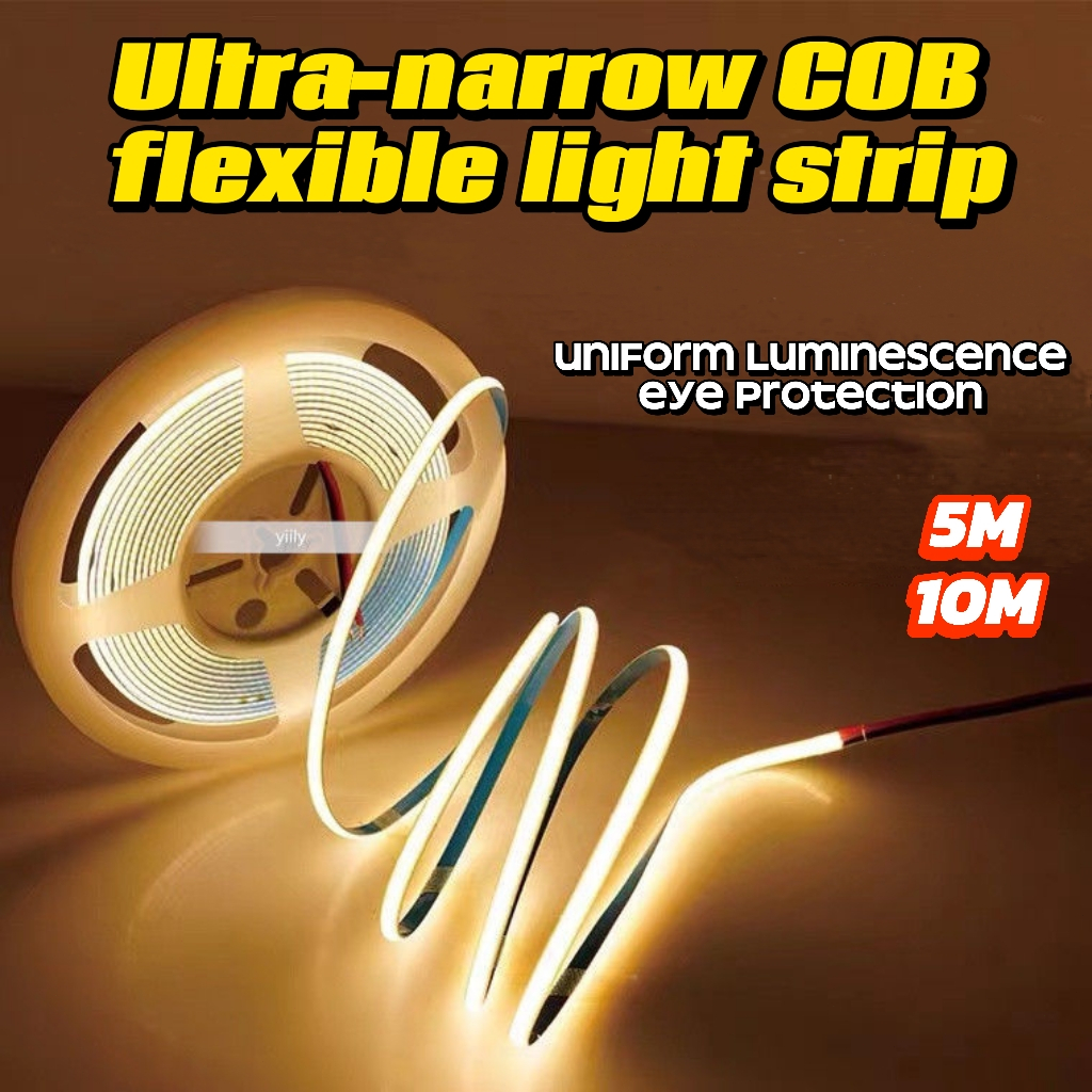 DC12V 24V LED COB Strip Light 5M 10M Warm White/Cold White Flexible ...