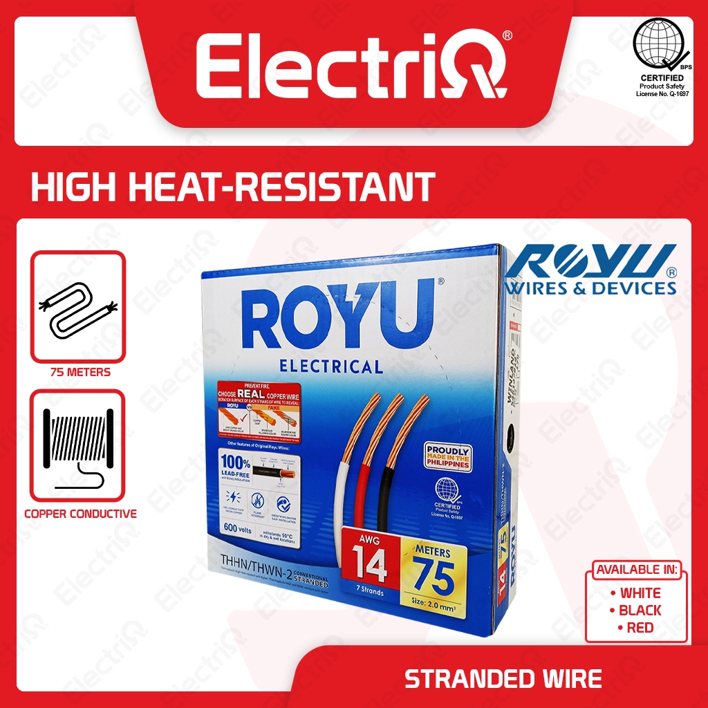 Electriq l Royu THHN/THWN Stranded Wire 2.0mm² RTN14A Stranded 75 ...