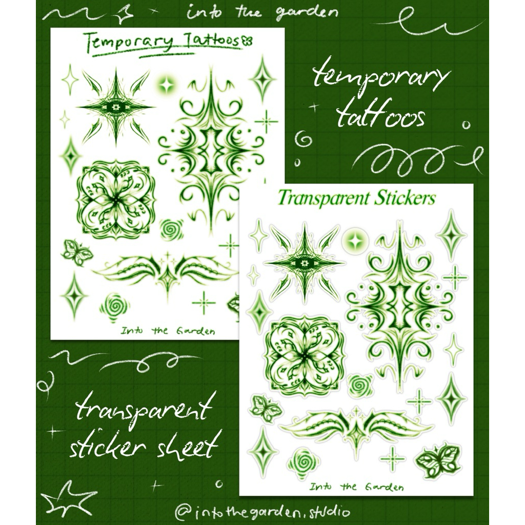 Temporary Tattoos and Transparent Stickers by Into The Garden | See ...