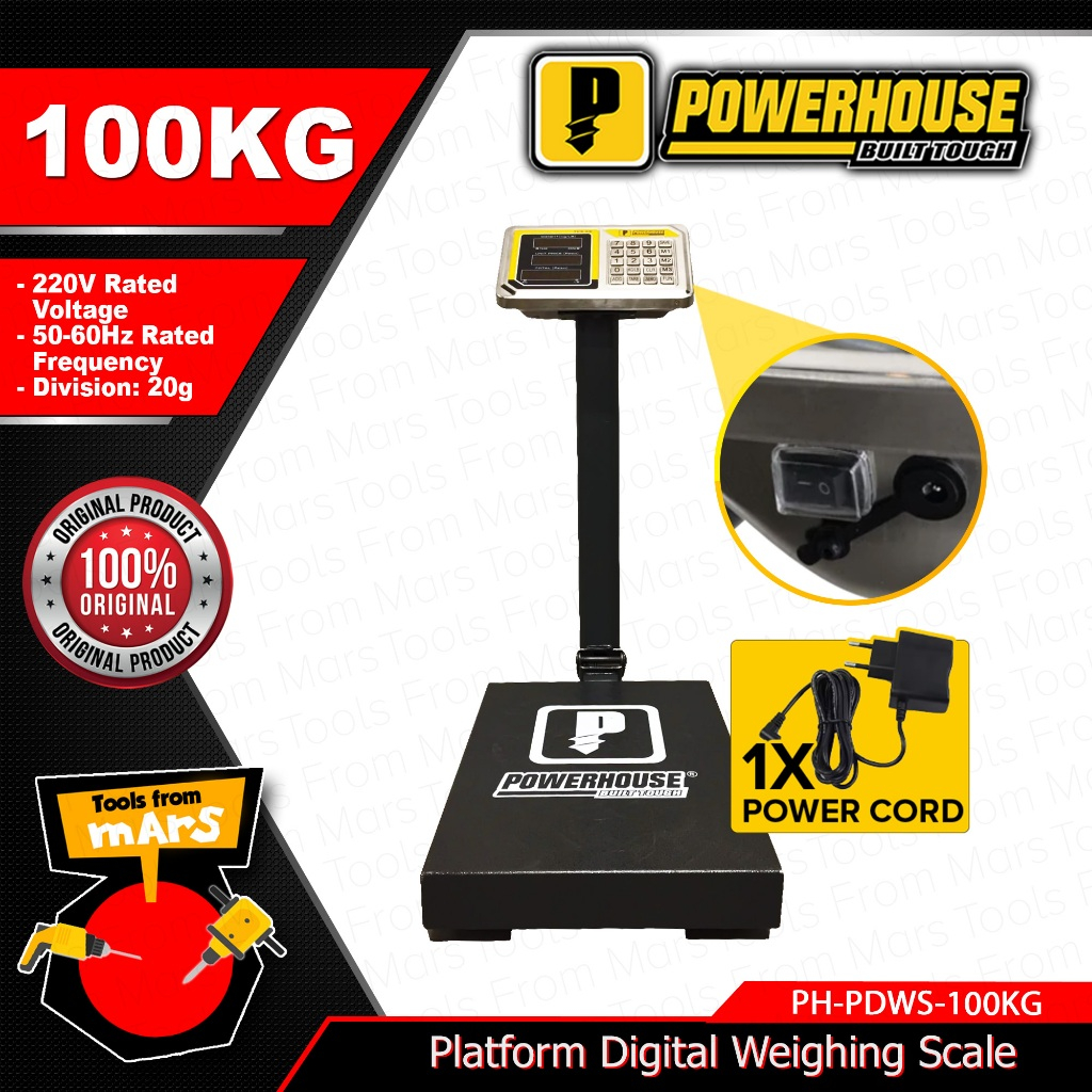 POWERHOUSE Heavy Duty Platform Digital Weighing Scale 100kg / 20g ...