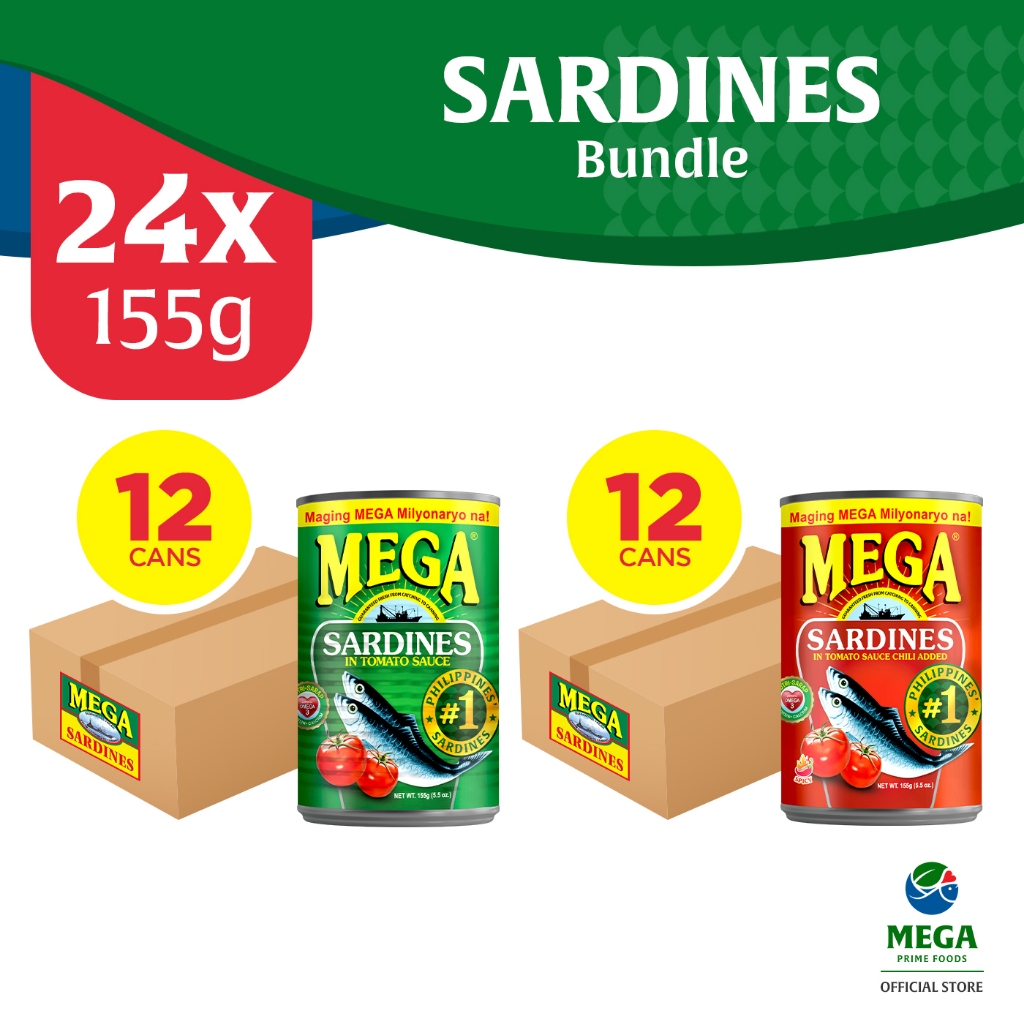 Mega Sardines Tomato Sauce and Tomato Sauce with Chili by 24s | Shopee ...