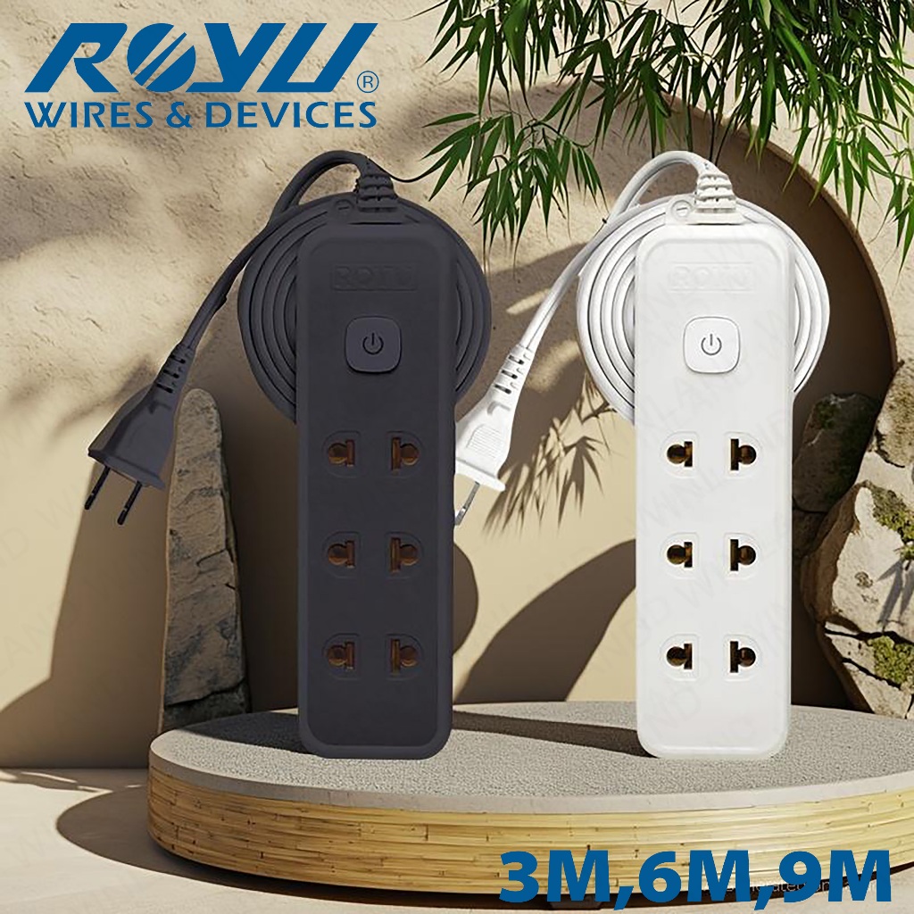 Royu by Winland 3+1 Gang 3M, 6M, 9M Extension Cord w/ Push Button ...