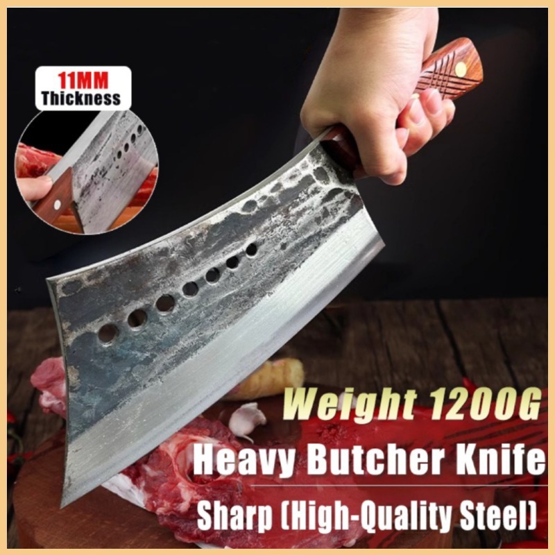 Heavy 1200g Butcher Knife Kitchen Knife Japanese Knife Steel Commercial ...