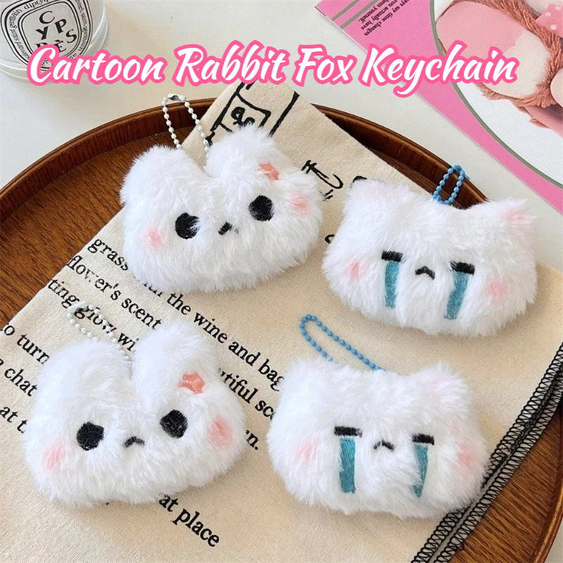 Cartoon Rabbit Fox Keychain Couple Plush Doll Bag Hanging Charms ...