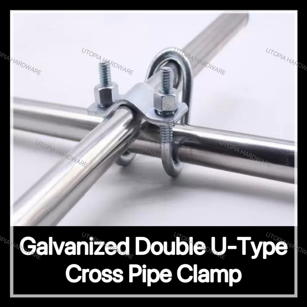 UH Galvanized Double U-Type Cross Pipe Clamp | Shopee Philippines